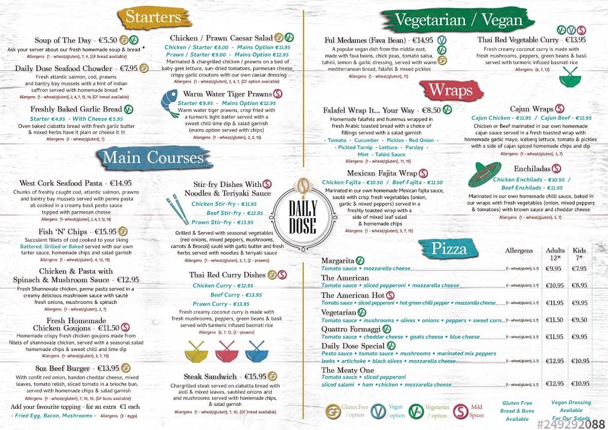 Menu at Daily Dose Restaurant, Clonakilty