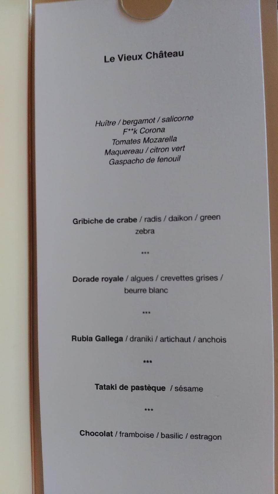 Menu au Le Vieux Château, Flobecq, Rue Dr Degavre Straat 23