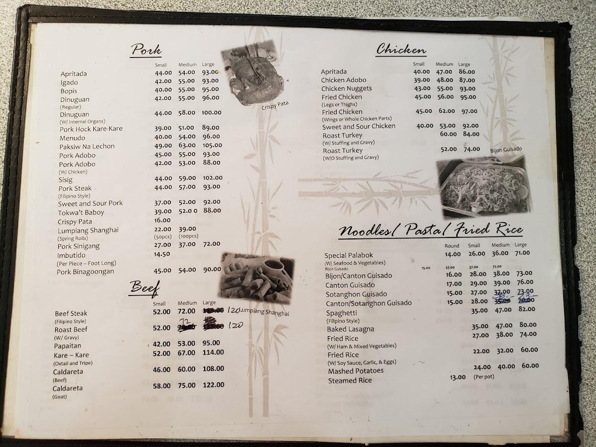 Menu at Ruben's Restaurant, Surrey