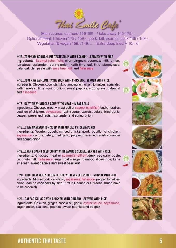 Menu at Nye Thai Smile Take Away restaurant, Alvdal