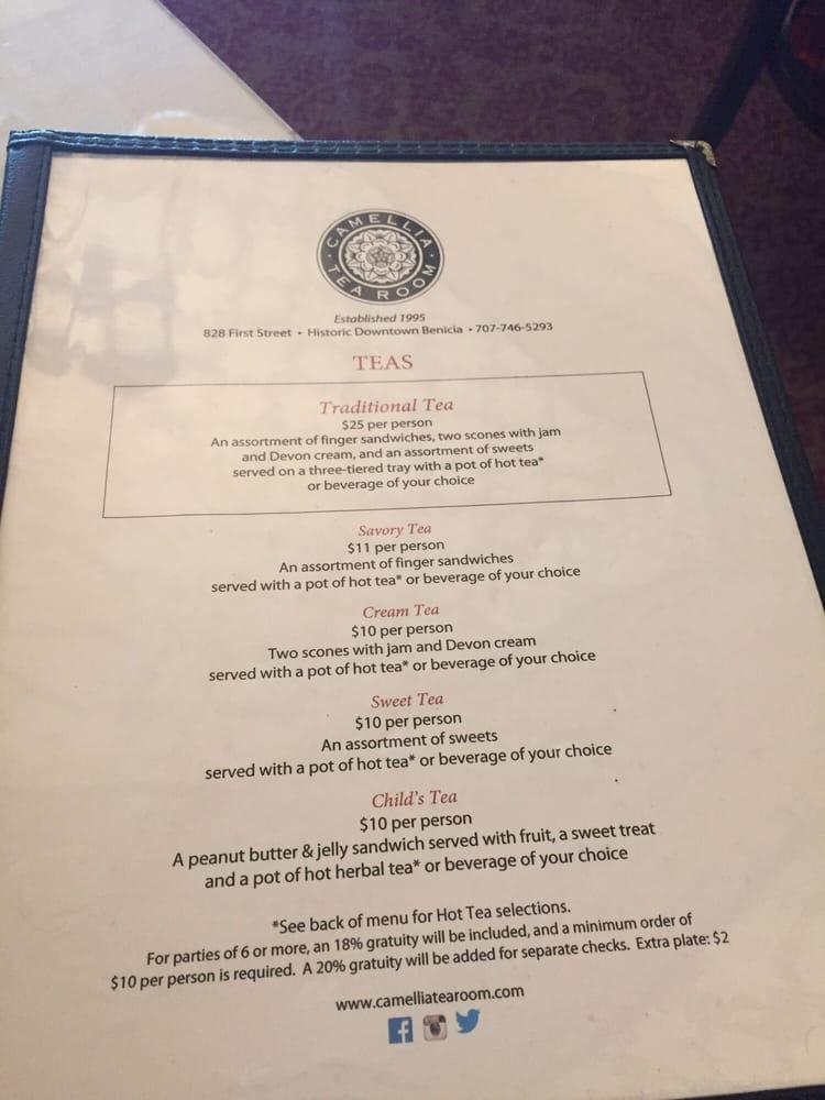 Menu at Camellia Tea Room cafe, Benicia