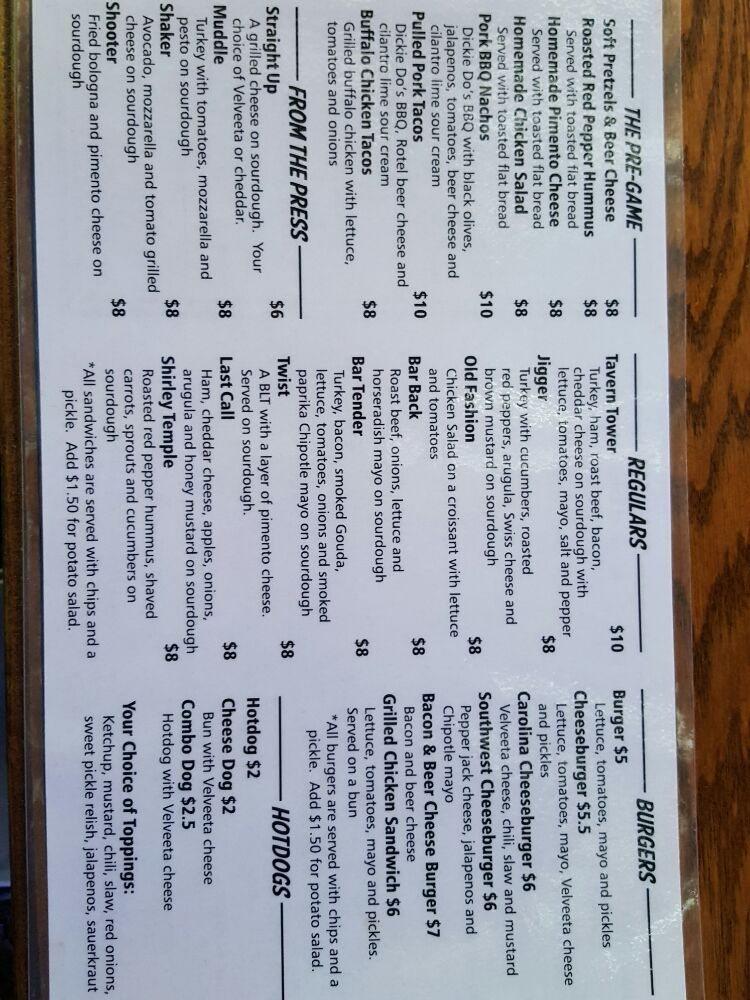 Menu at Clay Street Tavern pub & bar, Mebane