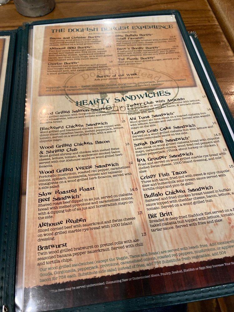 Menu at Dogfish Head Alehouse pub & bar, Chantilly