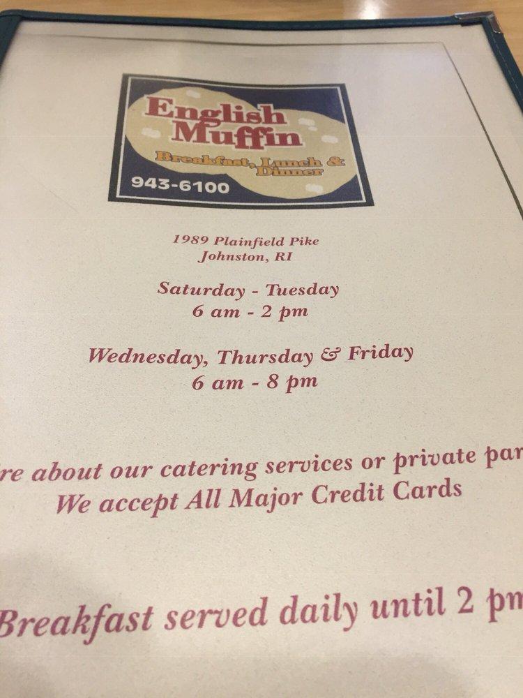 Menu at English Muffin restaurant, Johnston