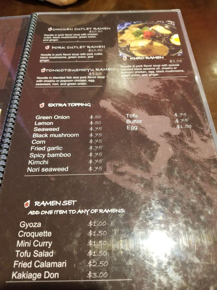Menu at Kosuke restaurant, Alhambra