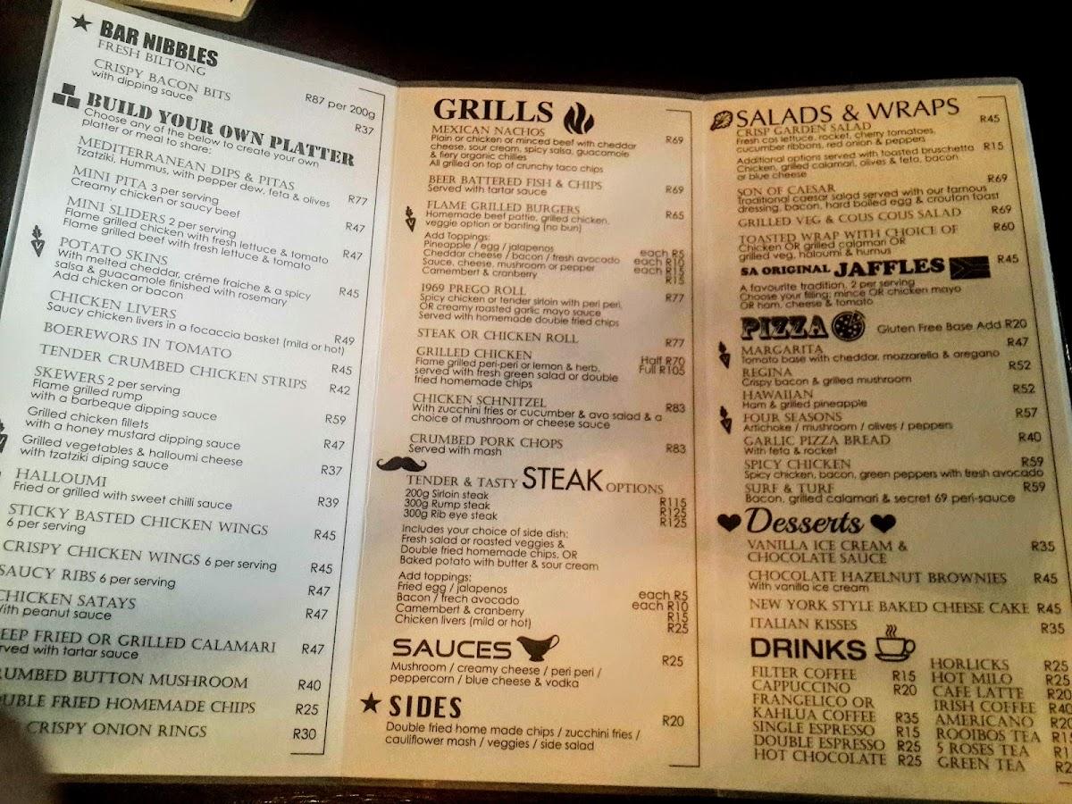 Menu at Nineteen69 pub & bar, Randburg