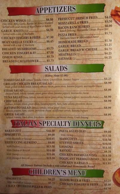 Menu at Papa V pizzeria, Towanda