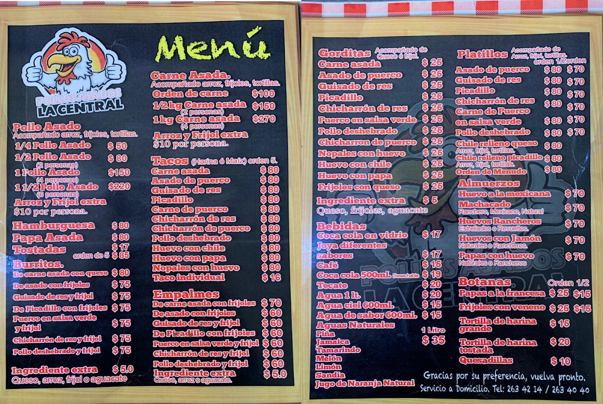 Carta del restaurante Pollos Asados La Central - EL TIKO, Montemorelos