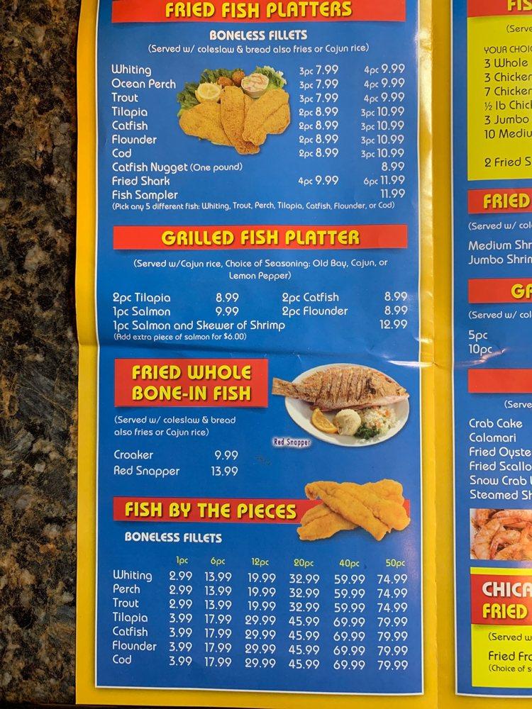 Menu at Sharks Fish & Chicken restaurant, Baltimore