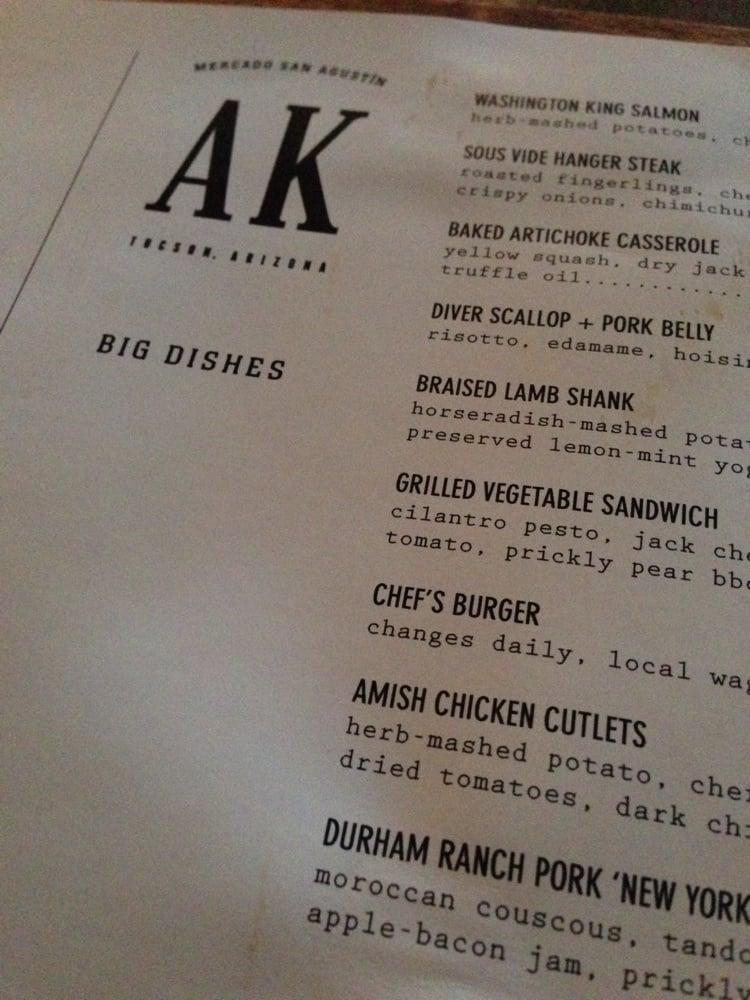 Menu at Agustin Kitchen pub & bar, Tucson