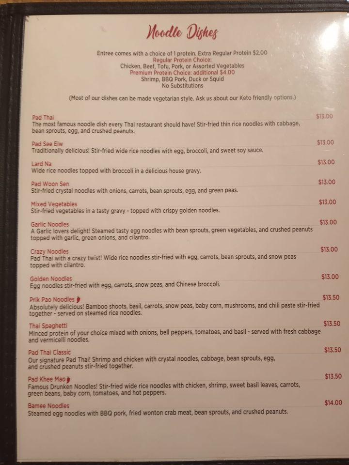 Menu at Ala Thai East restaurant, Montgomery, Atlanta Hwy