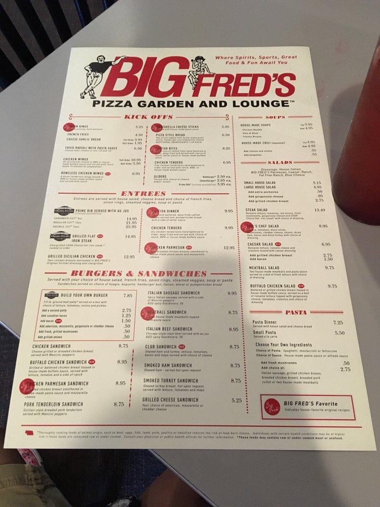 Big Fred's Pizza Garden & Lounge Menu