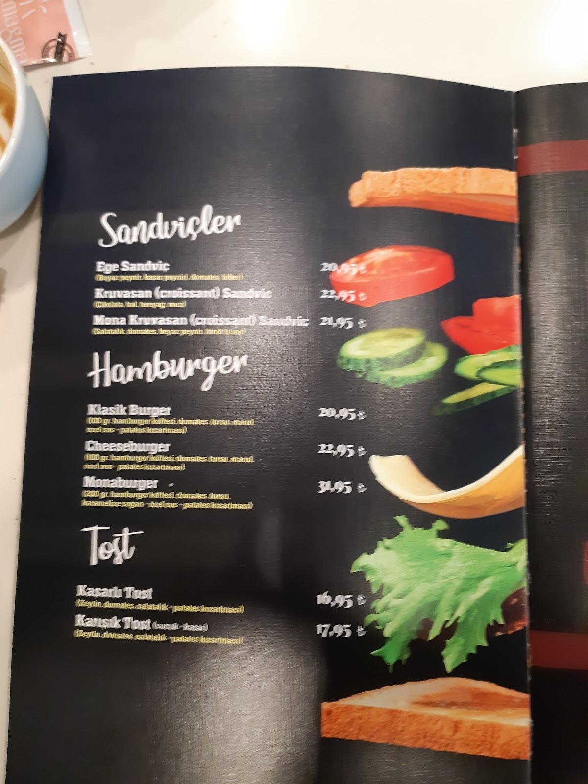 Menu at Caffe Mona, Tekirdağ