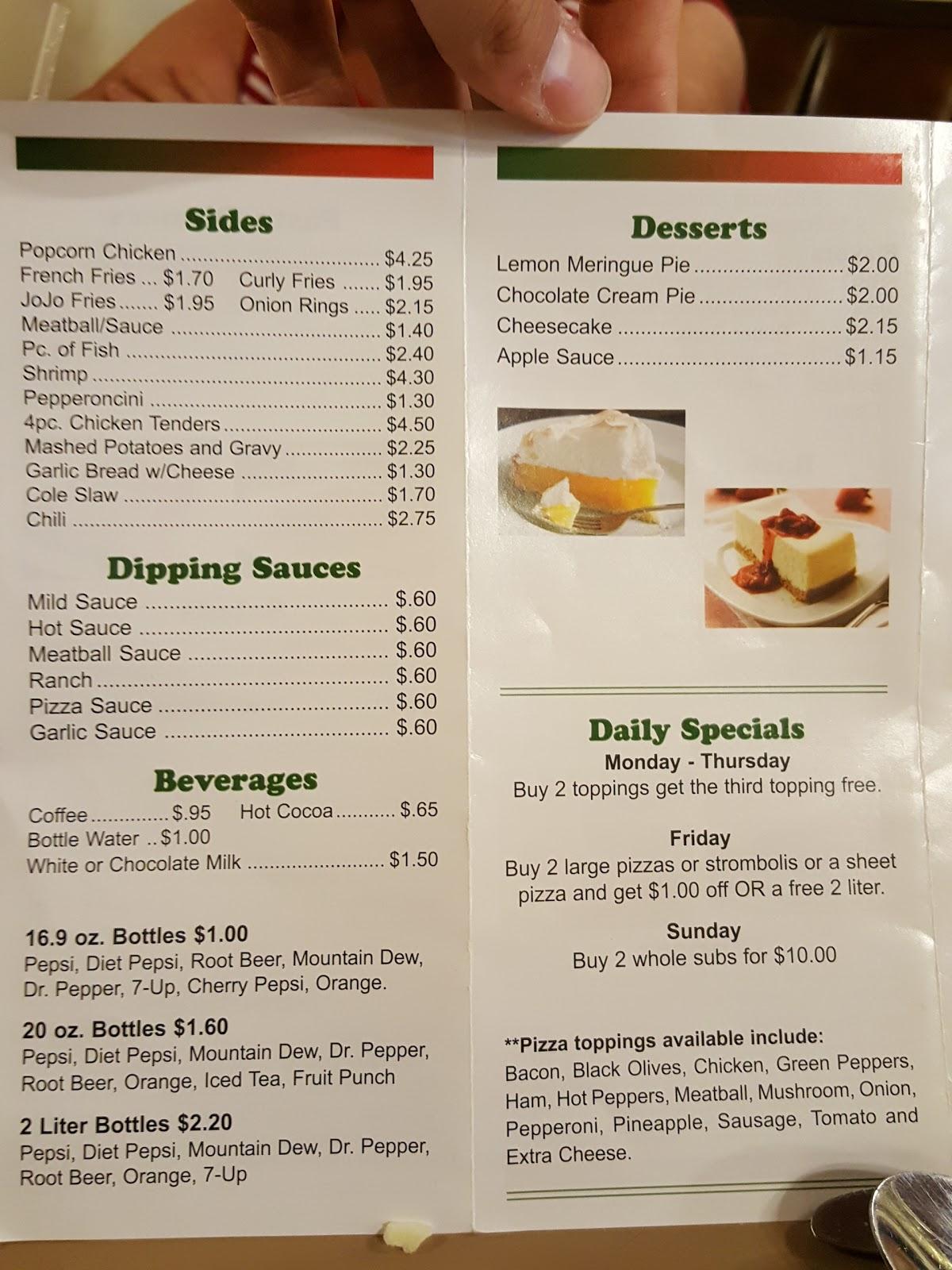 Menu at Conneaut Pizza & Sub Shop pizzeria, Conneaut