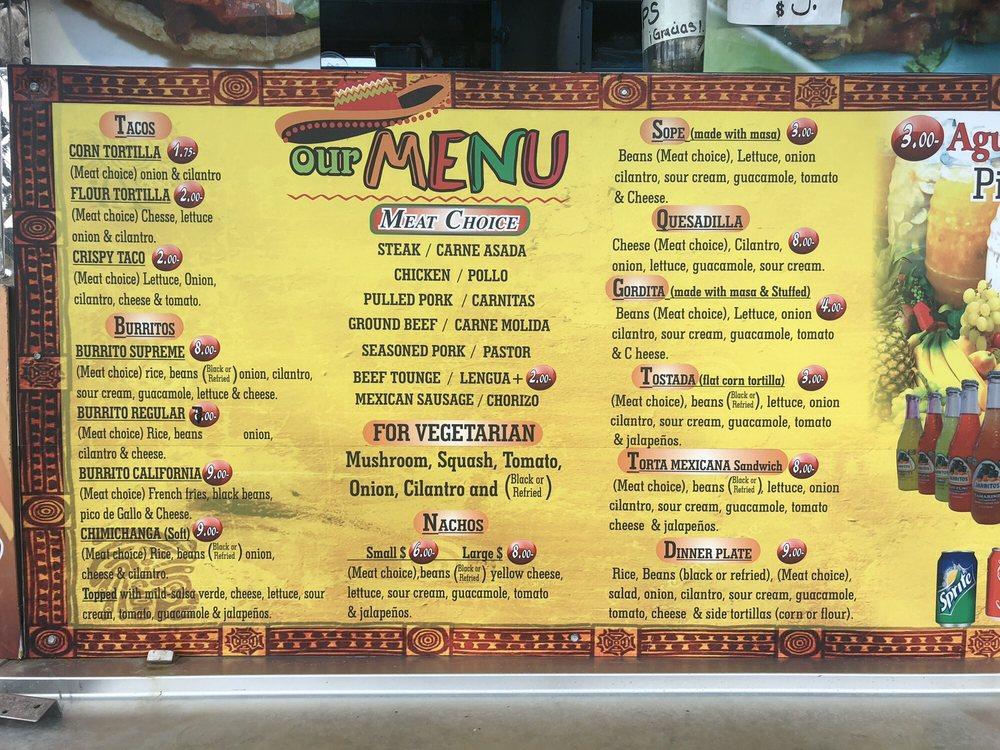Menu at Fire Tacos restaurant, Sarasota