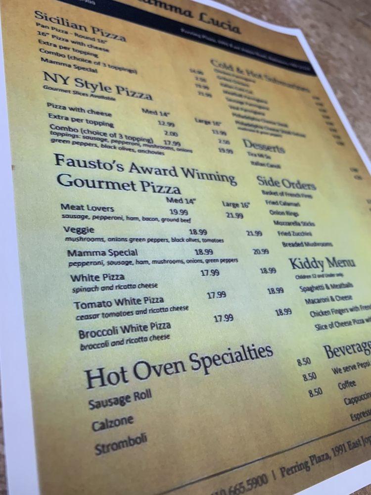 Menu at Mamma Lucia restaurant, Parkville, E Joppa Rd
