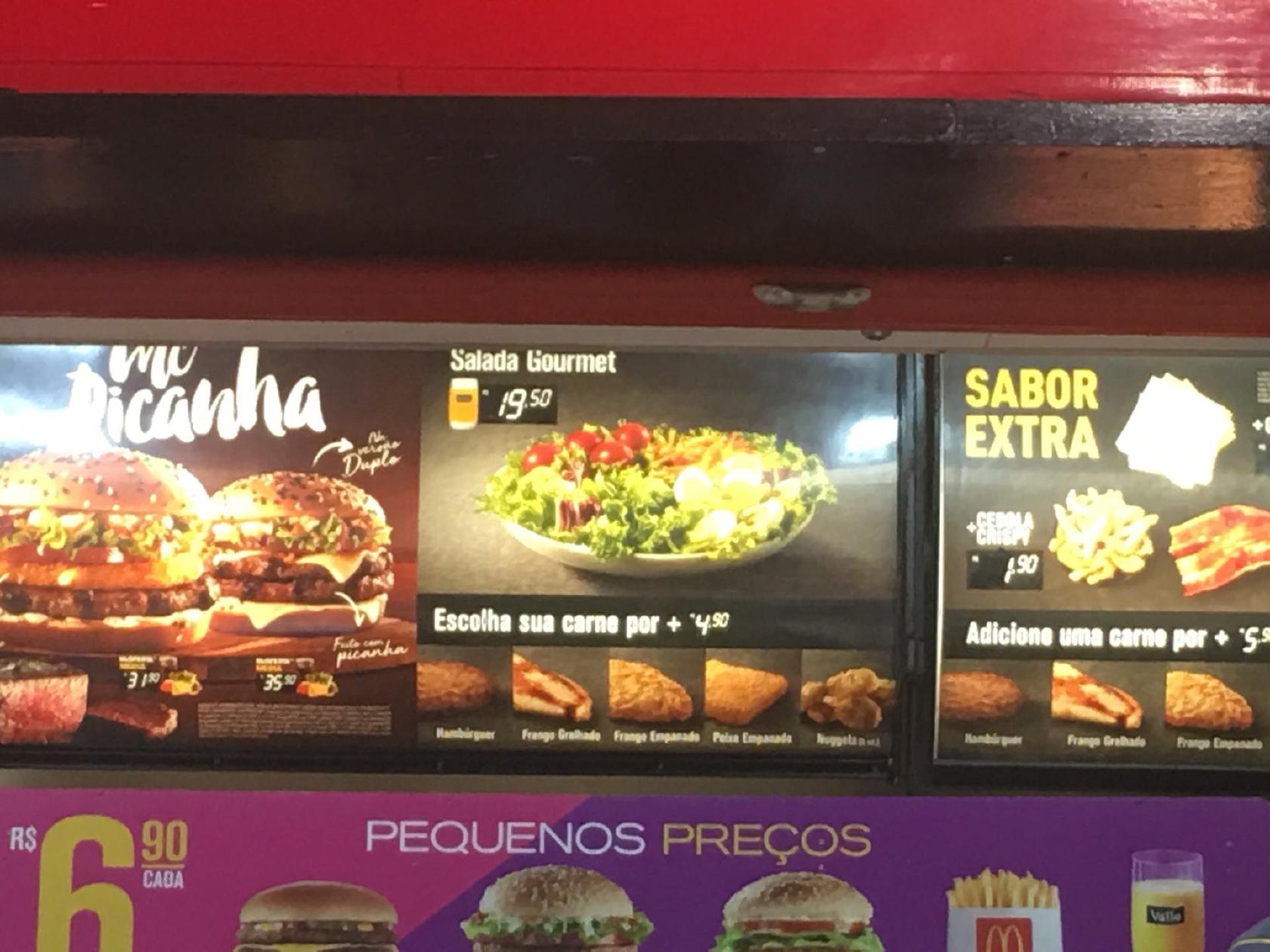 Menu at Mcdonald's fast food, Recife, Rua José Bonifácio