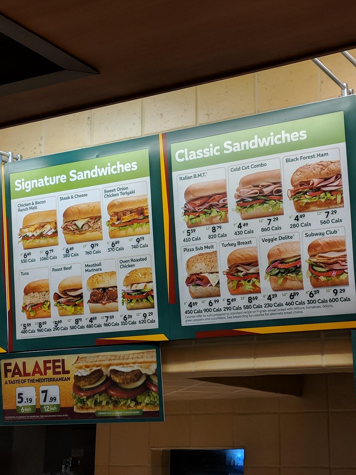 Menu at Subway fast food, Fort Erie, 243 Garrison Rd