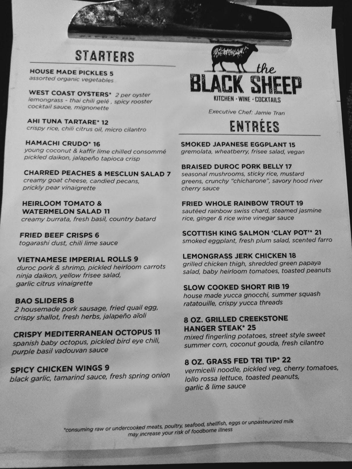 Menu at The Black Sheep pub & bar, Las Vegas