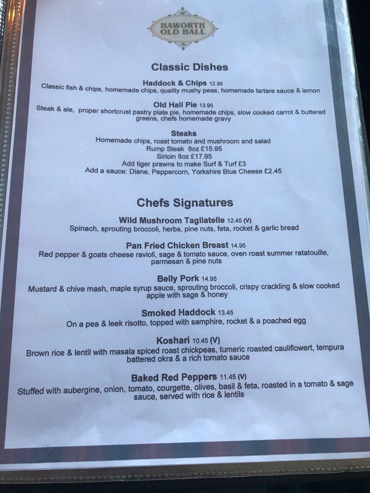 Menu at Haworth Old Hall pub & bar, Keighley, Sun St