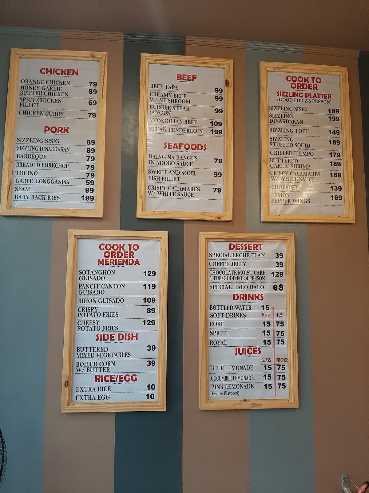 Menu at Kuya Jom's Sizzling House restaurant, Plaridel