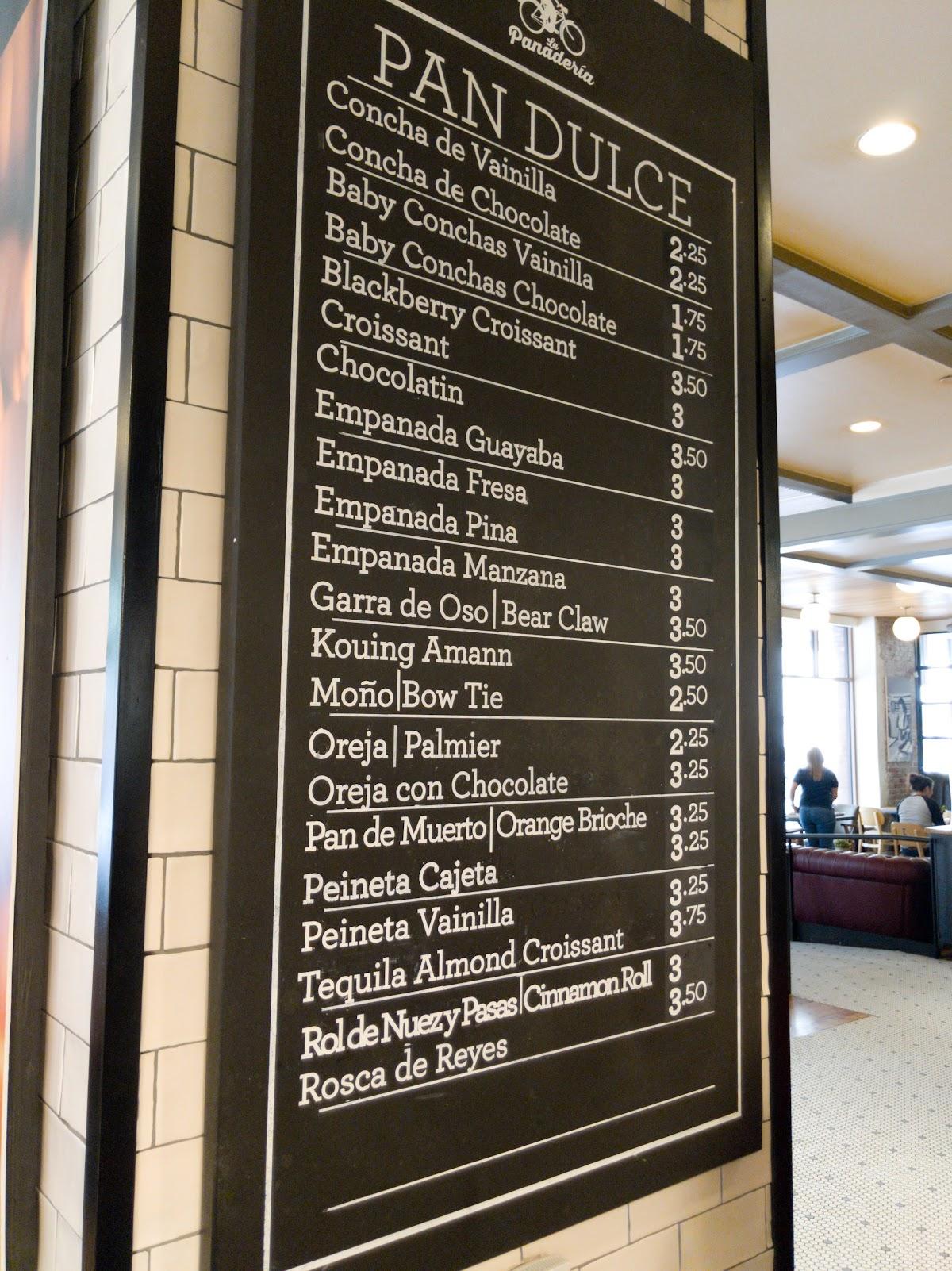 Menu at La Panadería Bakery Café, San Antonio, 301 E Houston St
