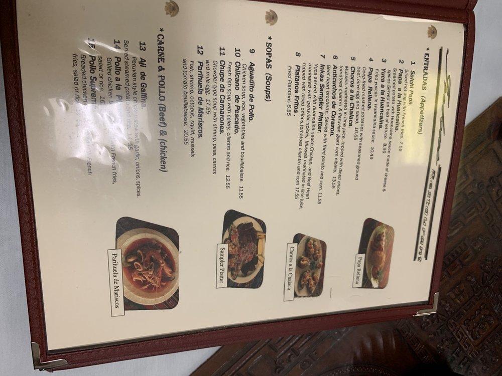 Carta del restaurante Machu Picchu Fine Peruvian Cuisine & Seafood ...