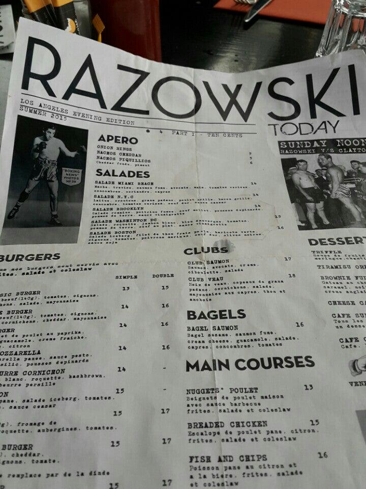 Menu at Restaurant Razowski, Lyon