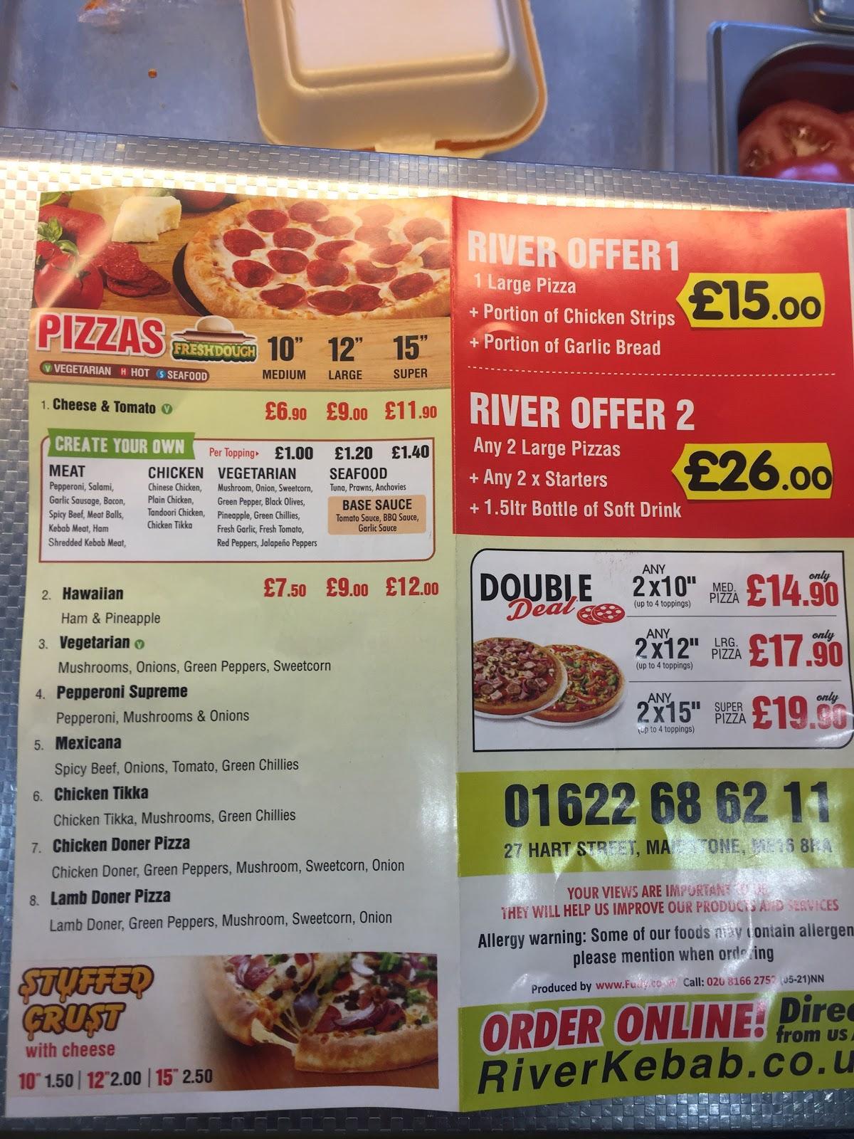 Menu at River Kebab & Pizza fast food, Maidstone