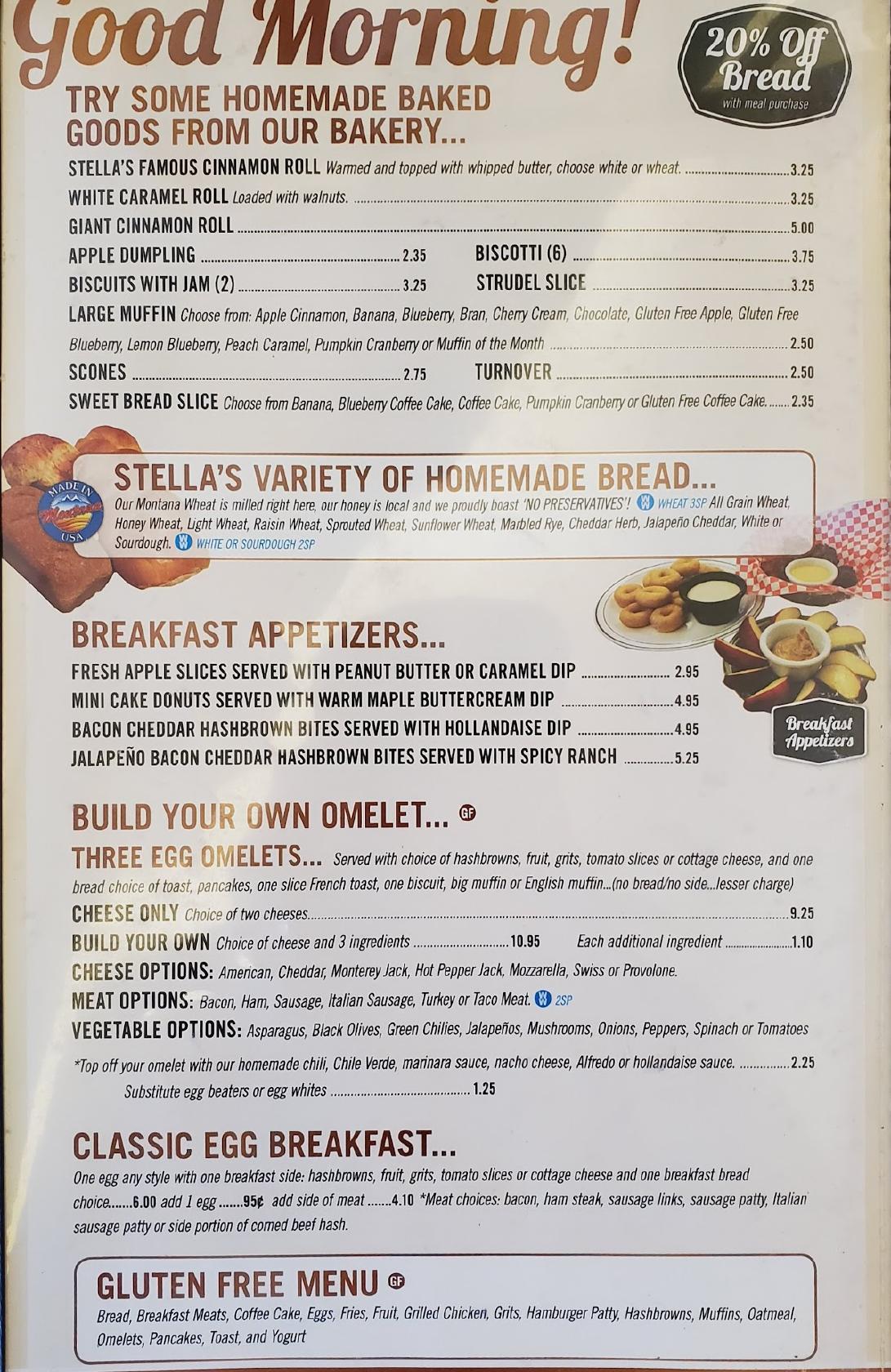 Menu at Stella's Kitchen & Bakery, Billings