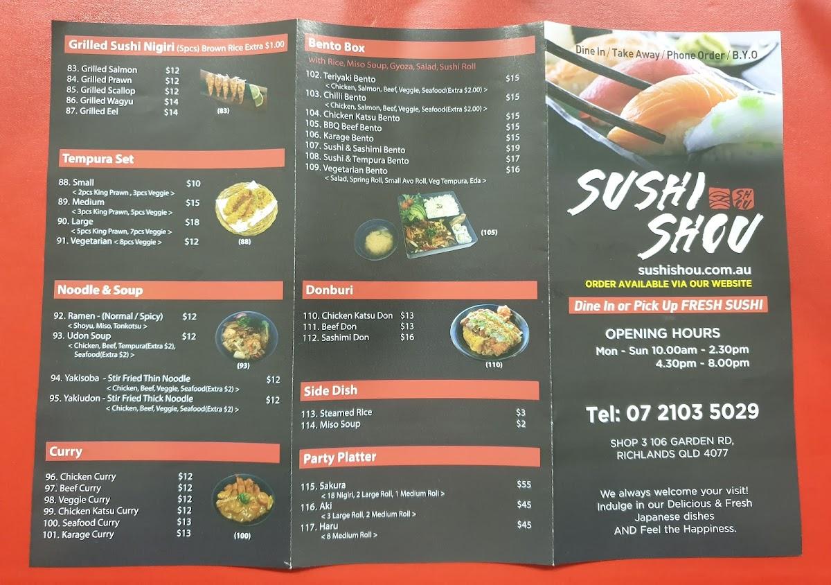 Menu at Sushi Shou Richlands restaurant, Richlands