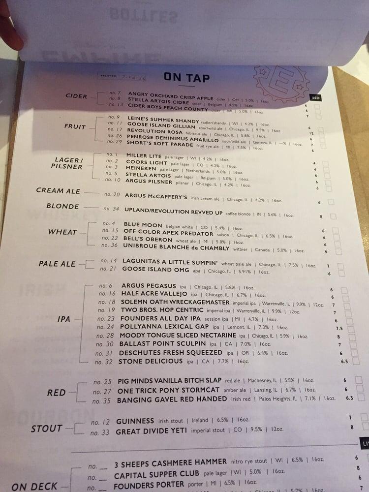 Menu at Empire Burgers + Brew pub & bar, Naperville