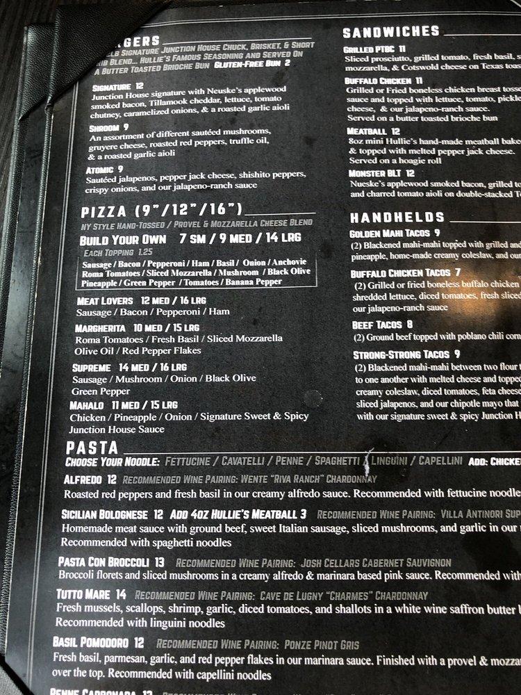 Menu at Brett Hull's Junction House pub & bar, Wentzville