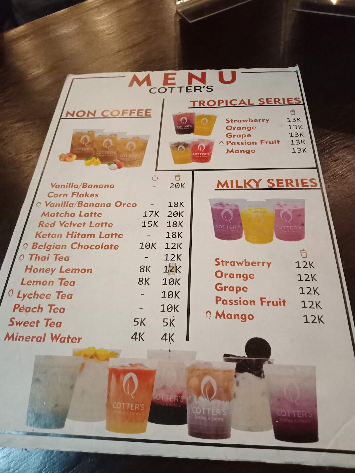 Menu at Cotter's Coffee & Eatery, Bekasi Regency