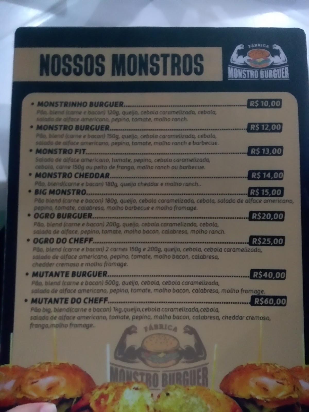 Menu em Fábrica Monstro Burguer restaurante, Macapá, Av. dos Xavantes