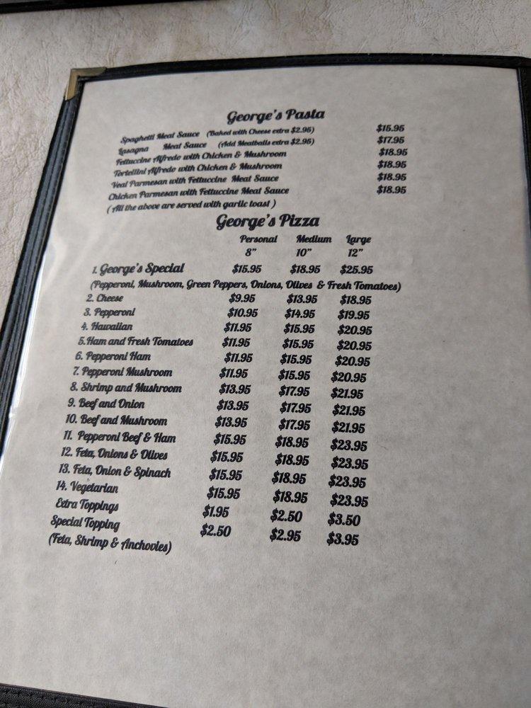 Menu at George's Pizza & Pasta pizzeria, Nisku