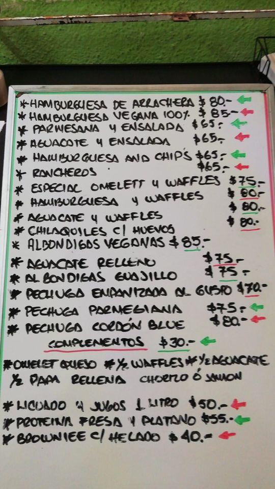 Menu at Mr. Lunch cafeteria, Cancún