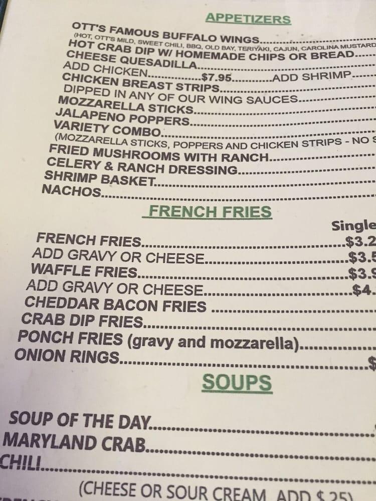 Menu at Ott House pub & bar, Emmitsburg