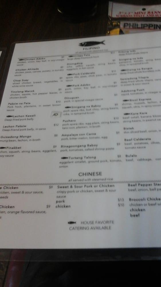 Menu at Sari-Sari Filipino Restaurant, Market, & Bakery, San Antonio