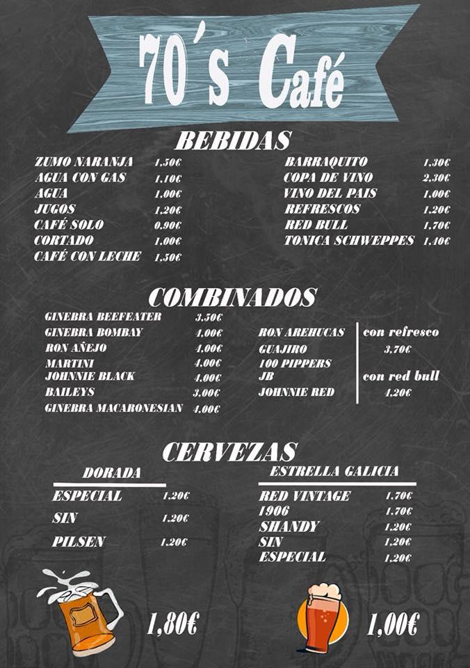 Carta de 70’s Café, Porís de Abona