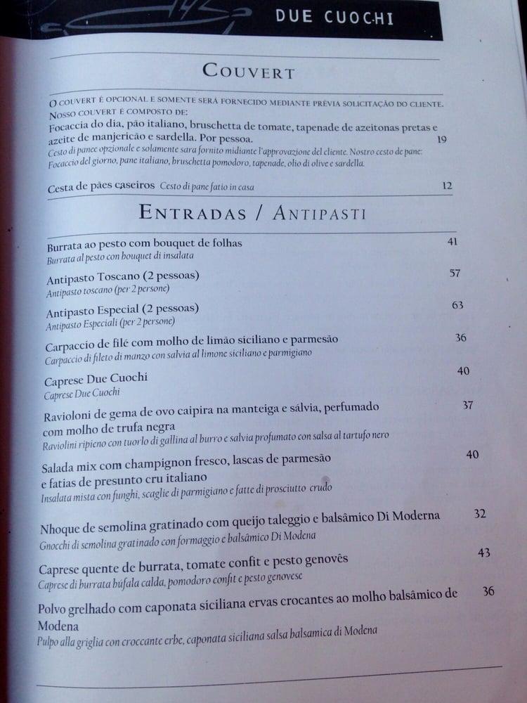 Menu em Due Cuochi Cucina - Morumbi restaurante, São Paulo, Avenida ...