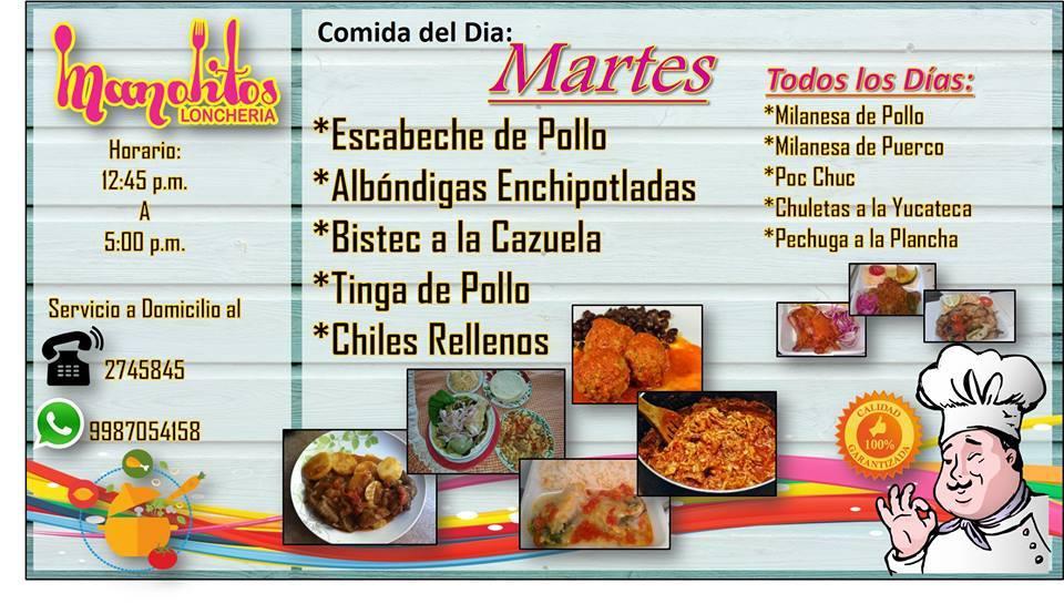 Carta del restaurante Manolitos, Isla Mujeres