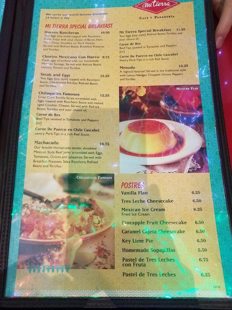 Menu at Mi Tierra Cafe y Panaderia, San Antonio