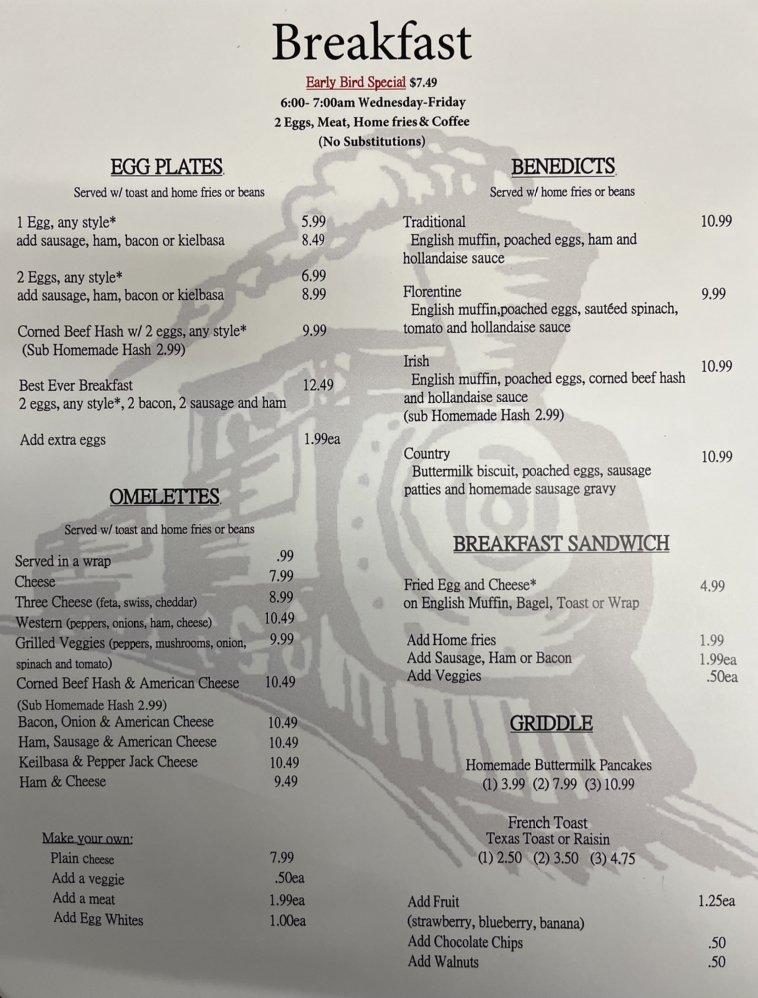 Menu at Trackside Cafe, Exeter
