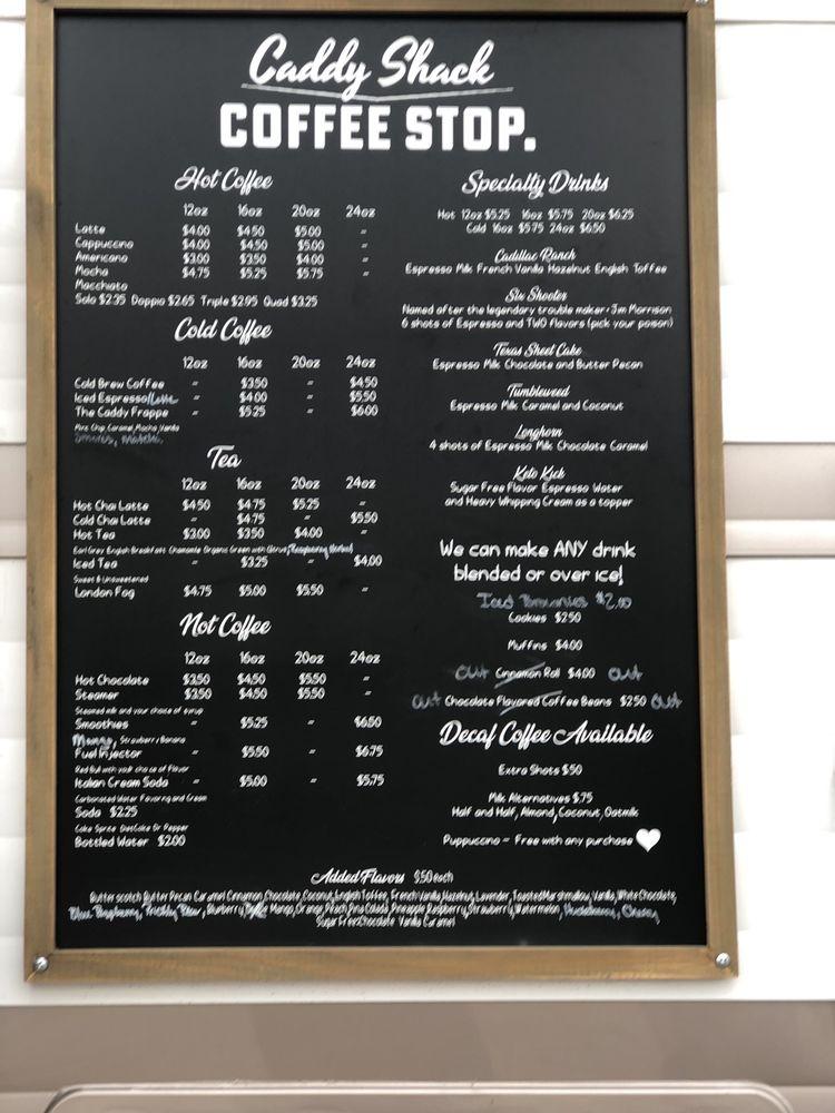 Menu at Caddy Shack Coffee Stop - Cadillac Ranch, Amarillo