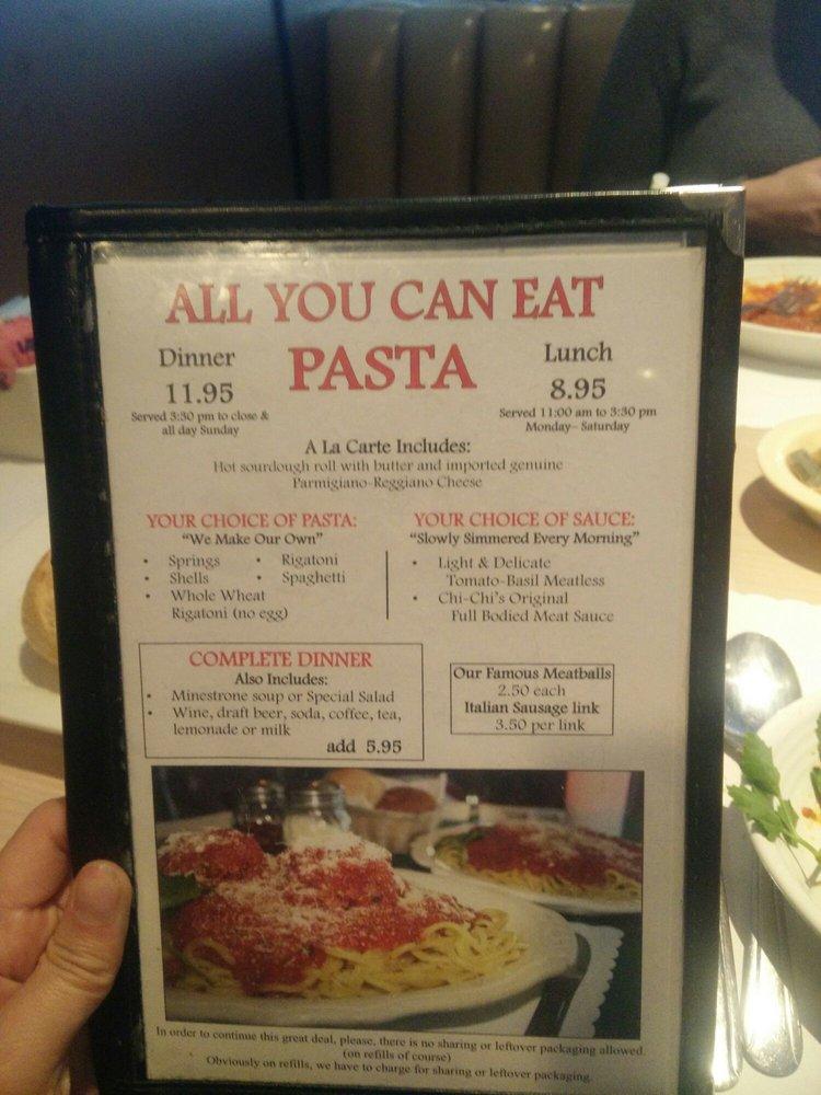 Menu at Chi-Chi's Pizza pizzeria, Simi Valley