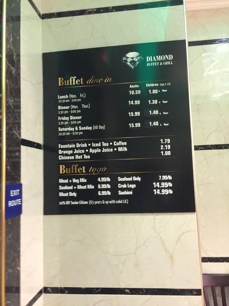 Menu at Diamond Buffet & Grill restaurant, Los Angeles