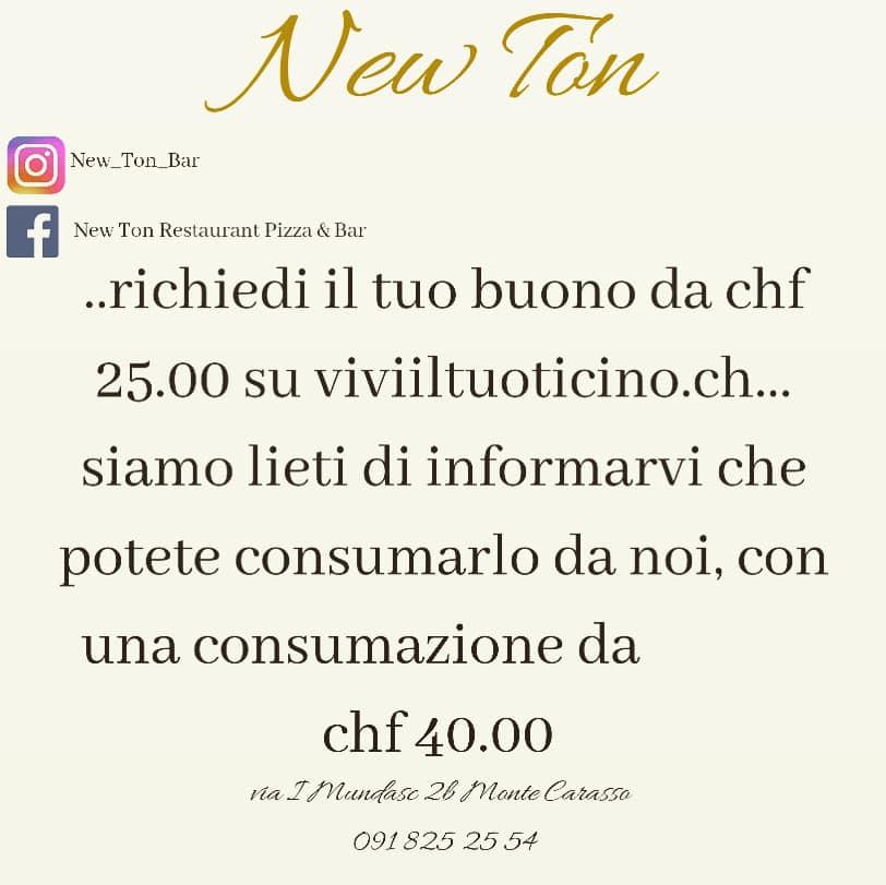 Menu at New Ton Restaurant Pizza & Bar, Monte Carasso