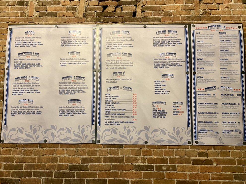 Menu at Taco Libre - Taqueria & Cocktails pub & bar, Durango
