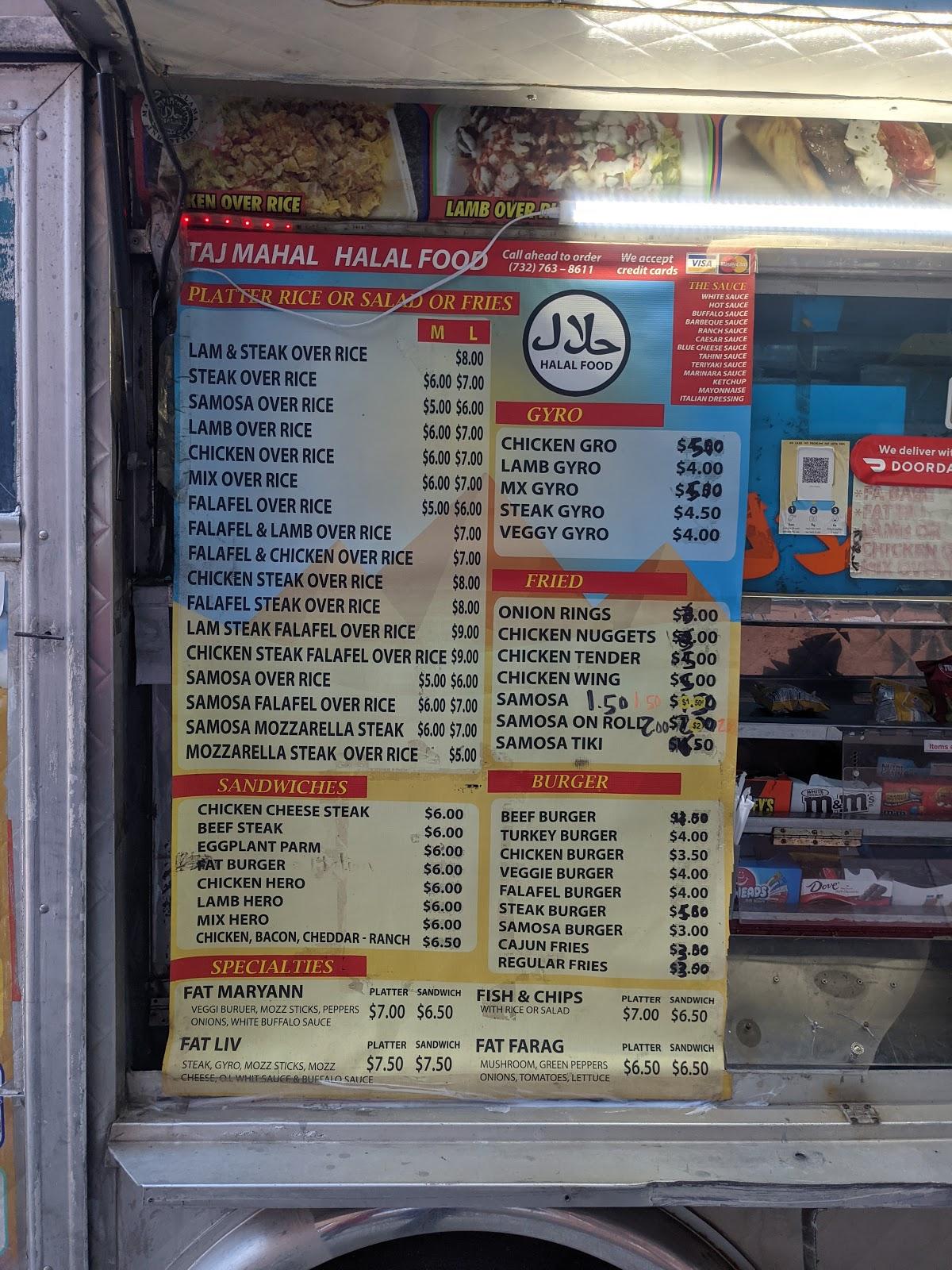 Menu at Taj Mahal Food Truck restaurant, Newark
